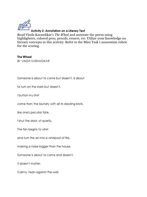 Activity 2 Annotation On A Literary Text Pdf