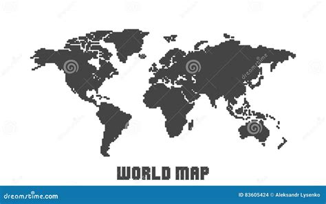 Dotted Blank Black World Map Isolated On White Background Stock Vector