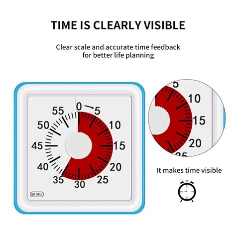 60 Minutes Analog Visual Timer Silent Countdown Grandado