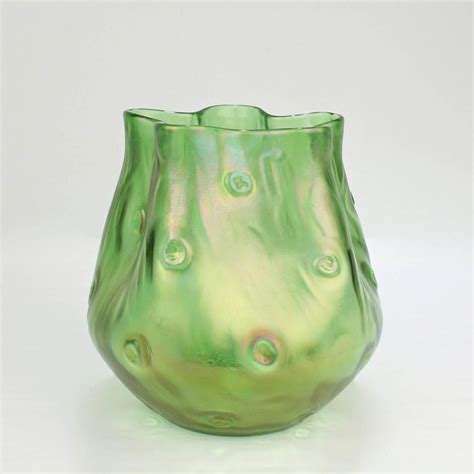 Large Antique Organic Form Loetz Crete Rusticana Art Glass Vase Circa