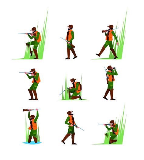 Chasseur Avec Fusil Fusil De Chasse Homme Debout Dans Laction Pose