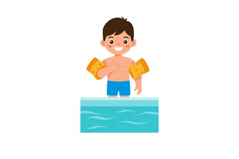 Boy Wearing Floaties Swimming Pool Summe Graphic By Mustafa Beksen