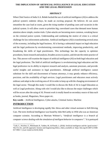 Pdf The Implication Of Artificial Intelligence In Legal Education And The Legal Profession