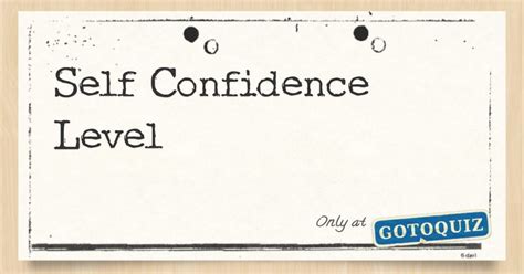 Self Confidence Level