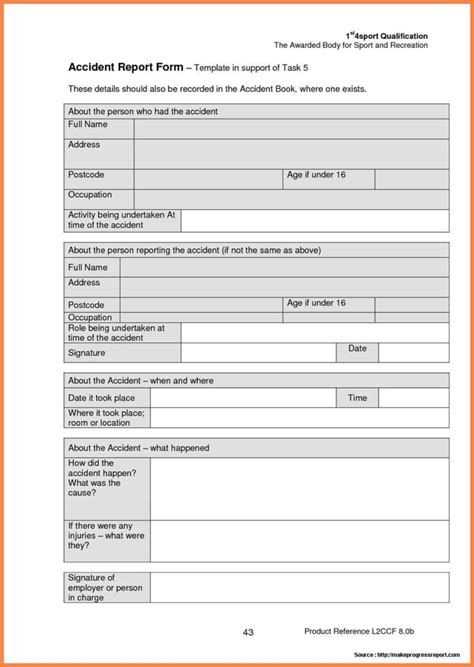 Accident Report Form Template Construction