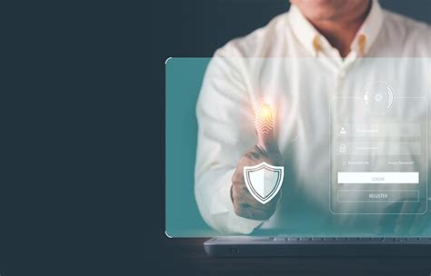 Premium Photo Young Businessman Showing A Finger Scan Cyber Security