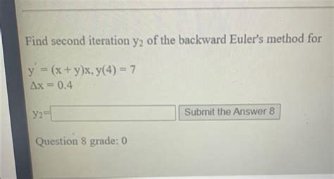 Solved Find Second Iteration Y2 Of The Backward Eulers