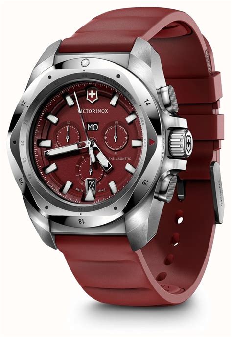 Victorinox I N O X Chrono 43mm Red Dial Red Rubber Strap 241986 First Class Watches™