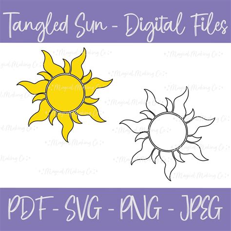 Tangled Sun Drawing Outline