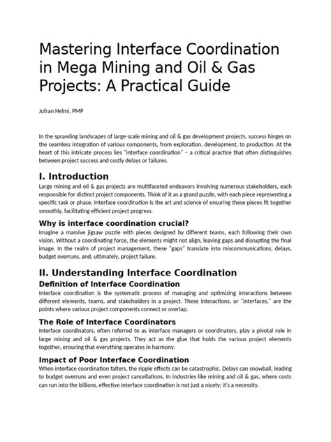 Mastering Interface Coordination In Mega Mining And Oil Pdf