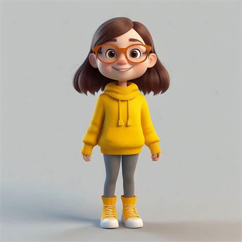 A 3d Girl Cute Character Premium Ai Generated Image