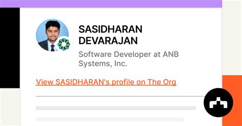 Sasidharan Devarajan Software Developer At Anb Systems Inc The Org