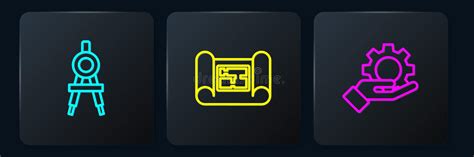 Set Line Drawing Compass Settings The Hand And House Plan Black