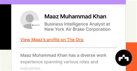 Maaz Muhammad Khan Business Intelligence Analyst At New York Air Brake Corporation The Org
