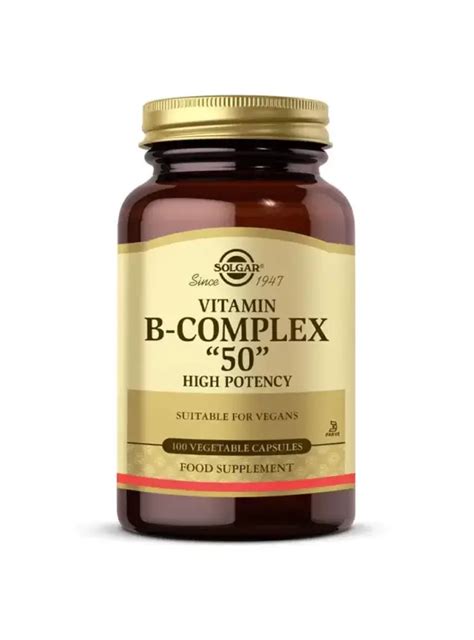 Solgar Vitamin B Complex 50 100 Bitkisel Kapsül B Vitamin Complex
