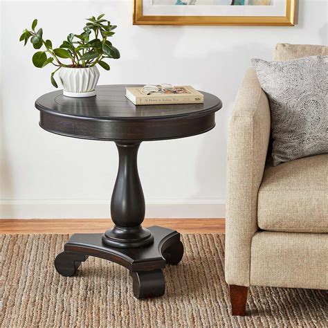 Alcott Hill® Round Wood Pedestal Side Table Black Wayfair