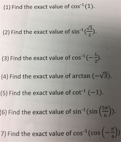 Solved Find The Exact Value Of Cos Find The Exact Chegg Com