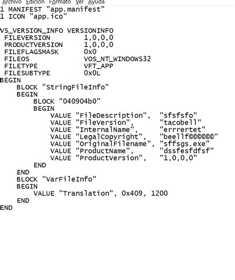 C How Do I Define Versiontxt Exe Metadata On Apprc File W64devkit Stack Overflow