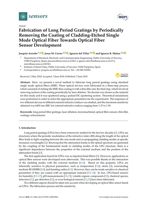 Pdf Fabrication Of Long Period Gratings By Periodically Removing The Coating Of Cladding