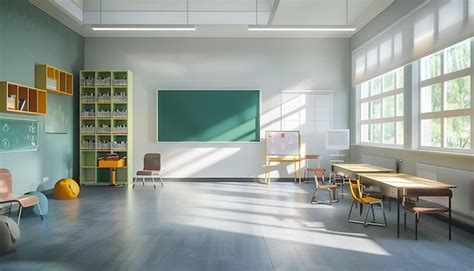 Classroom Schoolinterior Of Clean Spacious Classroom Ready For New School Year Empty Room With