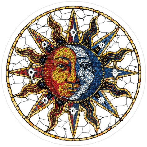 Celestial Mosaic Sun And Moon Coaster Sticker Mosaic Paper Mache Art