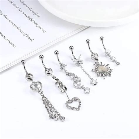 Dropship 14g Dangle Belly Button Rings Surgical Belly Rings For Women
