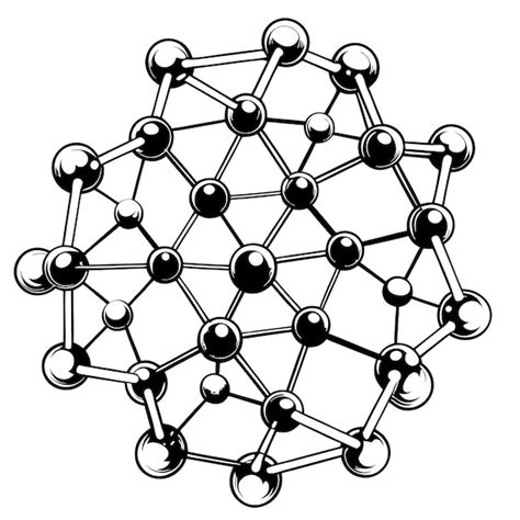 Black And White Illustration Of A Molecular Structure Premium Ai Generated Vector