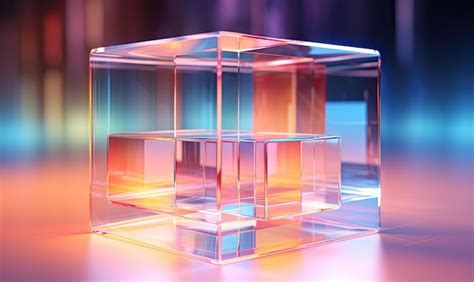 Premium Photo Abstract 3d Composition Of Floating Translucent Cubes Against A Blurred Gradient