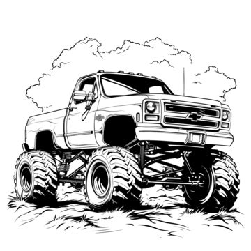 Monster Truck Outline Design For Coloring Page Off Road Vehicle 4wd