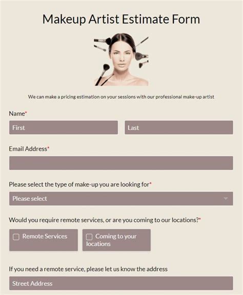 Makeup Consultation Form Template 123 Form Builder
