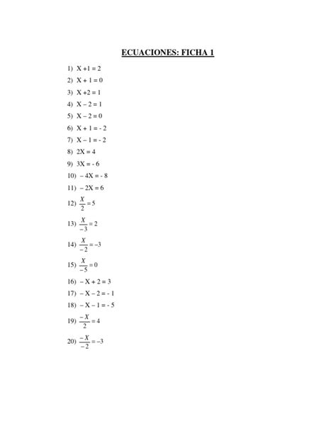 Ejercicios Ecuaciones De Primer Grado Pdf