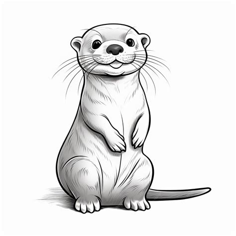 Premium Photo Realistic Cartoon Otter Drawing With Clean Inking
