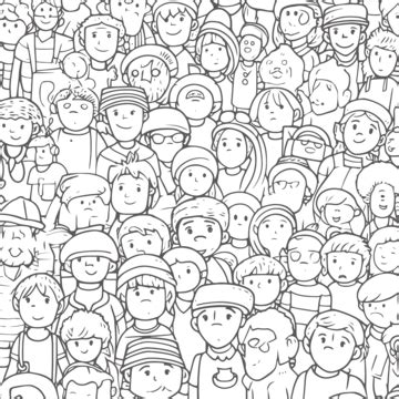 Crowd Drawing Sketch Coloring Page
