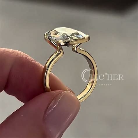 6ct Bezel Setting Cushion Cut White Sapphire Engagement Ring Youtube