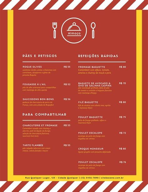 Modelos De Cardápio De Almoço