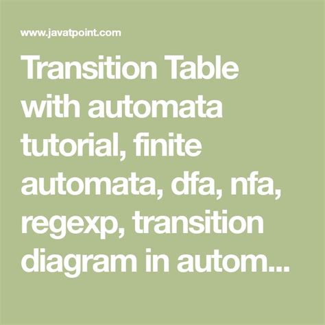 Transition Table Tutorial