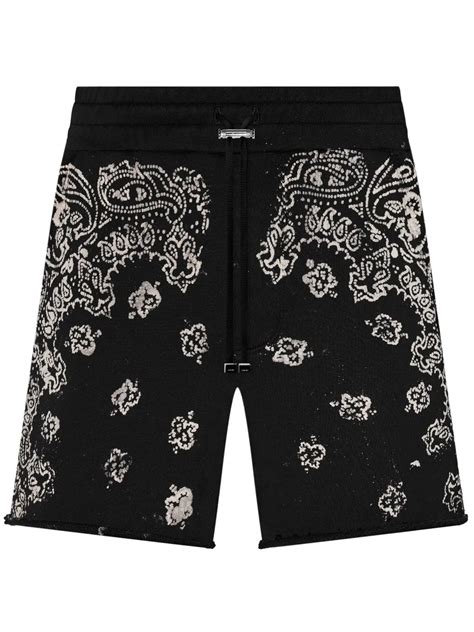 Amiri Bandana Print Beach Shorts In Black Modesens