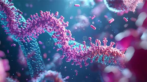 A Detailed Rendering Of A Ribosome Translating Mrna Into A Polypeptide Chain Inside A Cell Stock