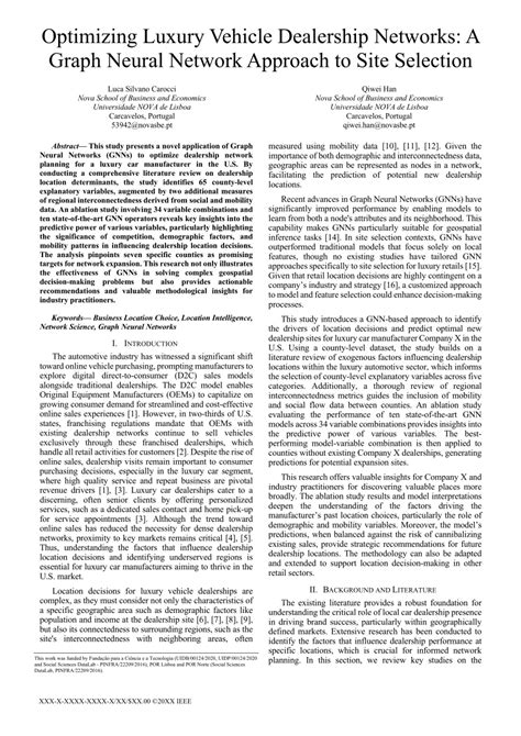 Pdf Optimizing Luxury Vehicle Dealership Networks A Graph Neural Network Approach To Site