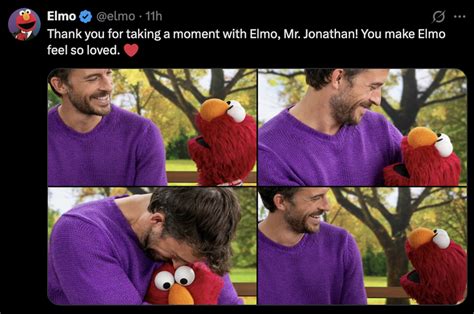 Jonathan Bailey Hangs Out With Elmo On Sesame Street