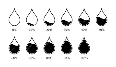 Premium Vector Water Or Liquids Level Percent Icon Set In Black Color
