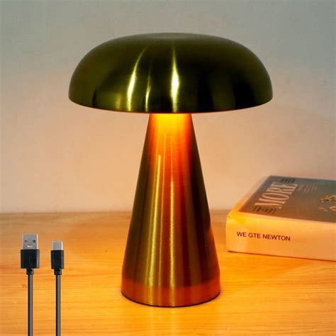 Keinxs Led Cordless Mushroom Table Lamp Rechargeable Modern Iron Desk