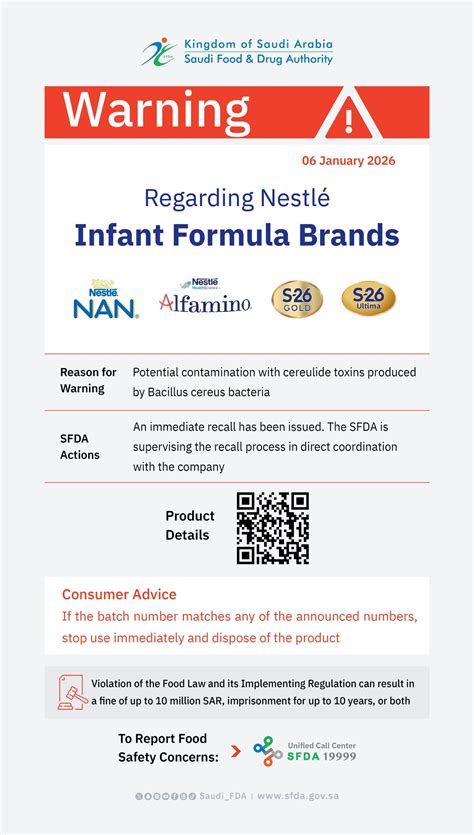 Sfda Issues Warning Against Specific Nutricia Danone Infant Formula
