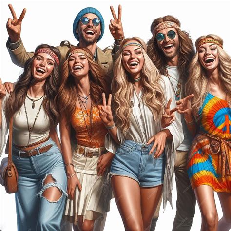 Premium Vector A Group Of Hippies Demonstrates For Freedom And Peace
