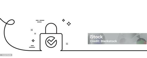 Lock With Check Line Icon Private Locker Sign Continuous Line With Curl Vector Stock