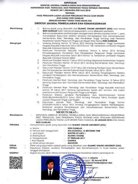 Ijazah Iou Gambia Penyetaraan Dikti Pdf