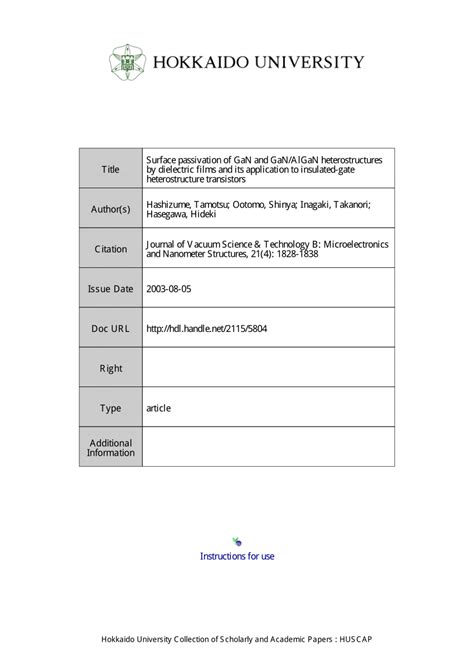 Pdf Surface Passivation Of Gan And Ganalgan Heterostructures By