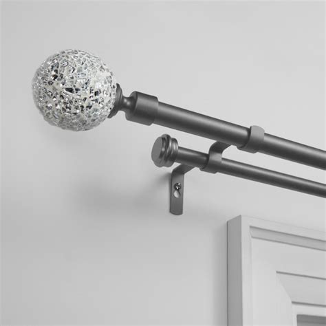 Exclusive Home White Mosaic Double 66 In To 120 In Gunmetal Iron Double