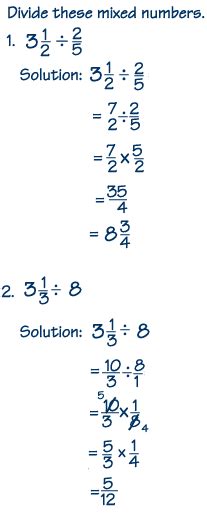 Fractions Dividing Mixed Numbers Examples