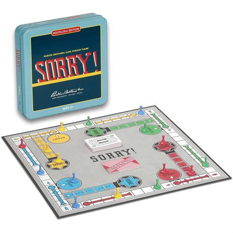 Hasbro Sorry Nostalgia Edition Game Tin 1958 Vintage Design